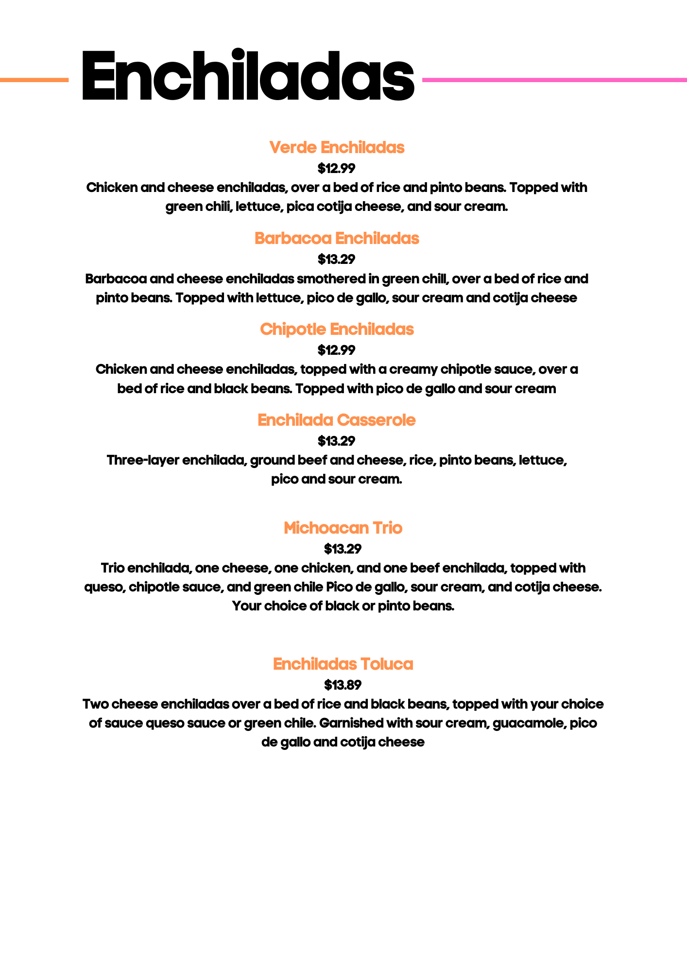 Menu – Rosa Mexican Kitchen