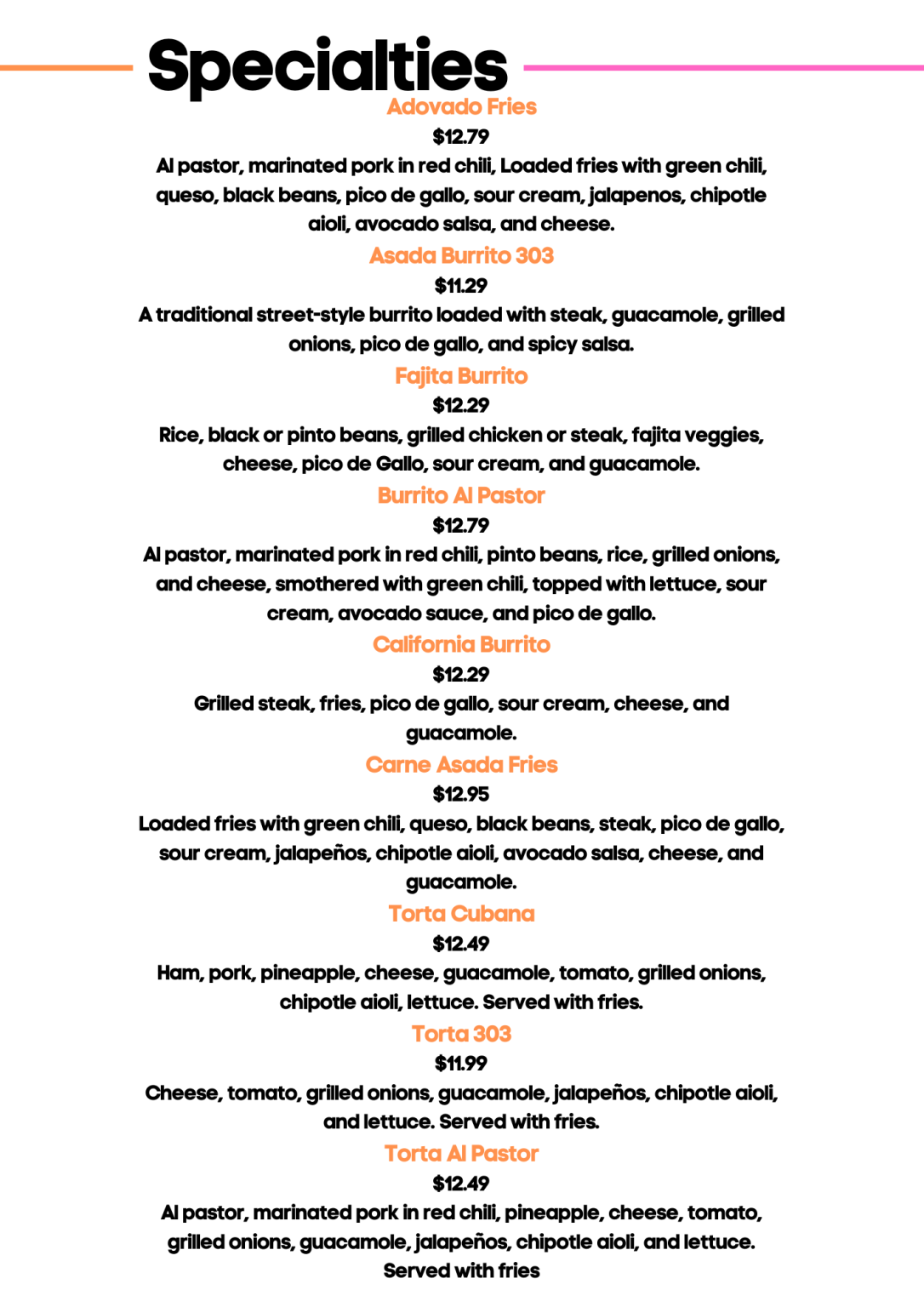 Menu – Rosa Mexican Kitchen